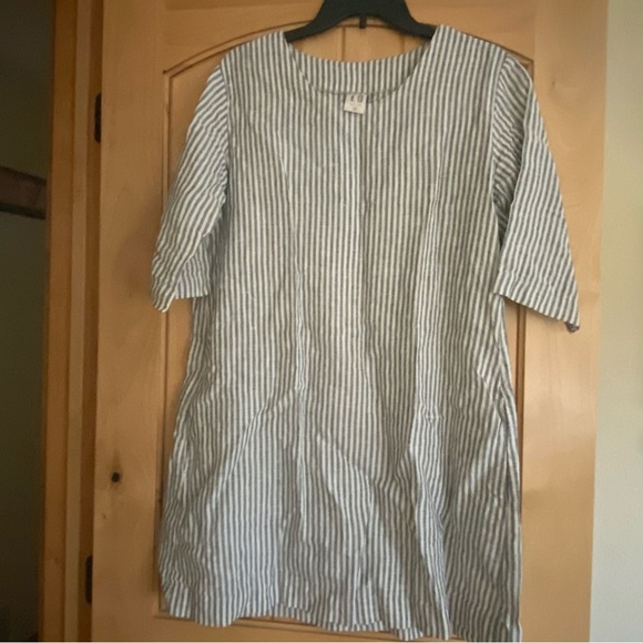 Dresses | Lenox Linen Mini Free Dress Blue And White Stripe | Poshmark